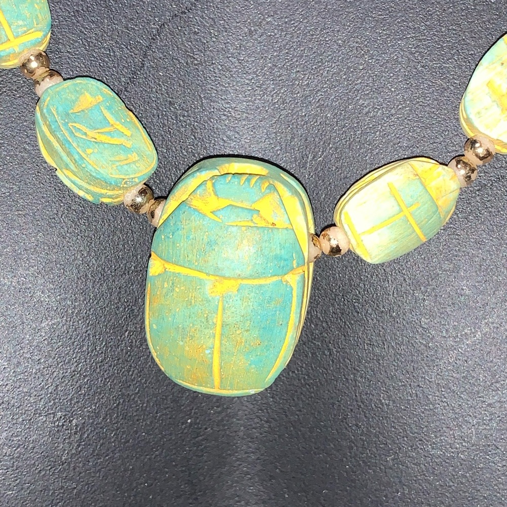 Authentic Egyptian Hand Curved Scarab Beetle - Gem